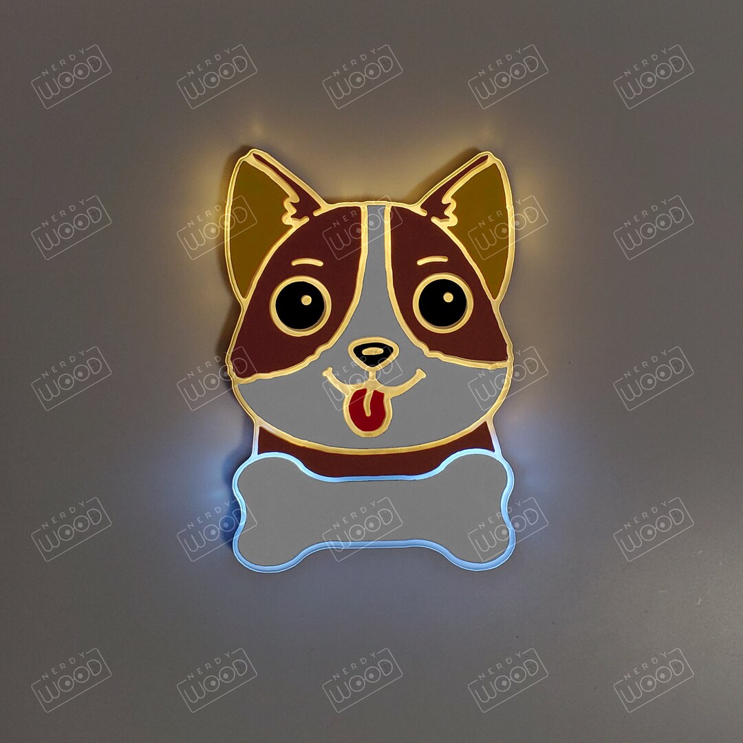 Corgi Light up Wall Sign , Neon Like, Corgi Night Light, Edge Lit LED ...