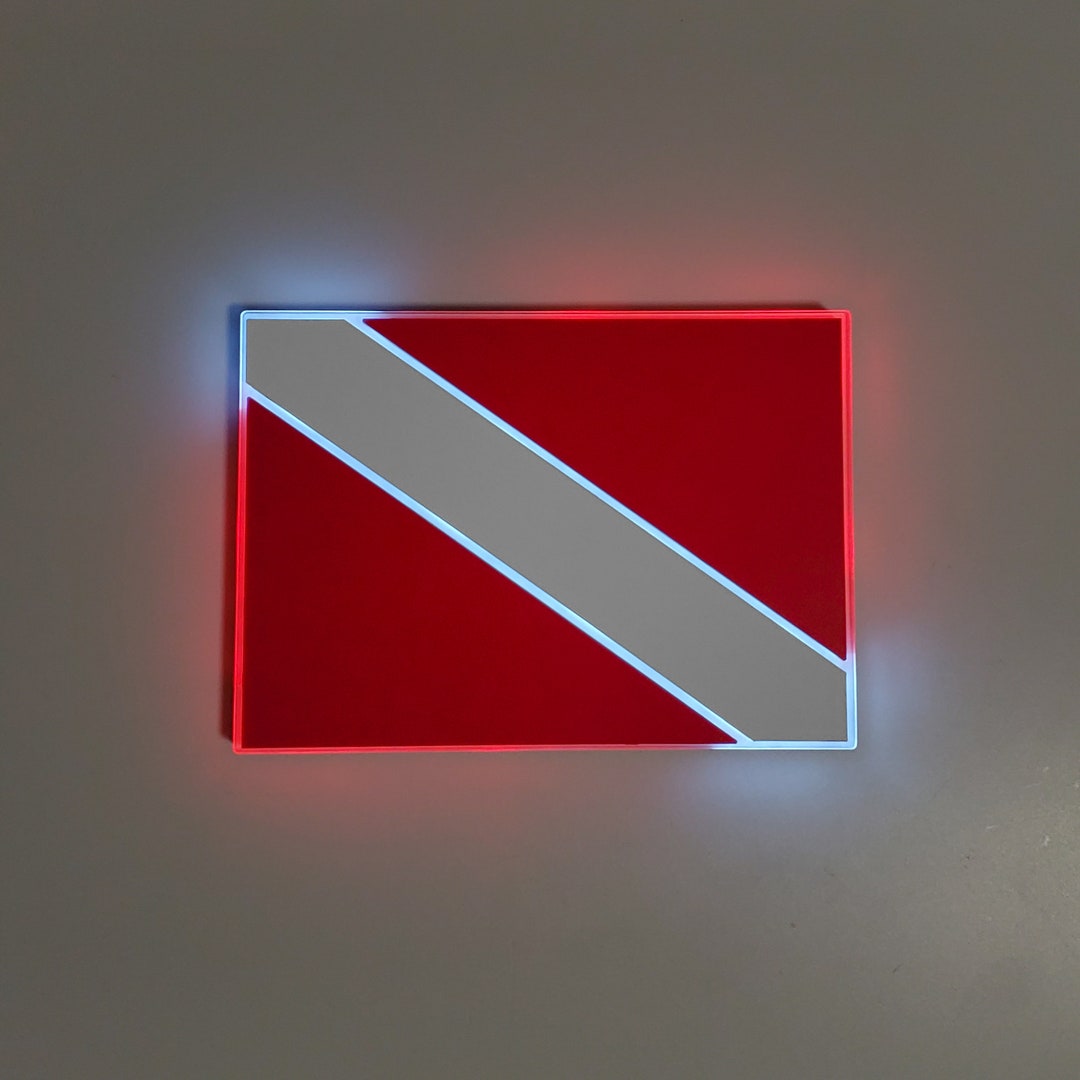 Edge Lit Dive Flag LED Sign - Diver Room Decor - Etsy