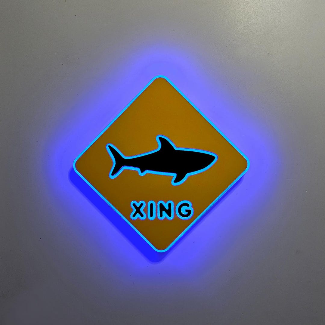 Shark X-ing Light Sign, Shark Neon Like, Shark Light, Edge Lit LED ...