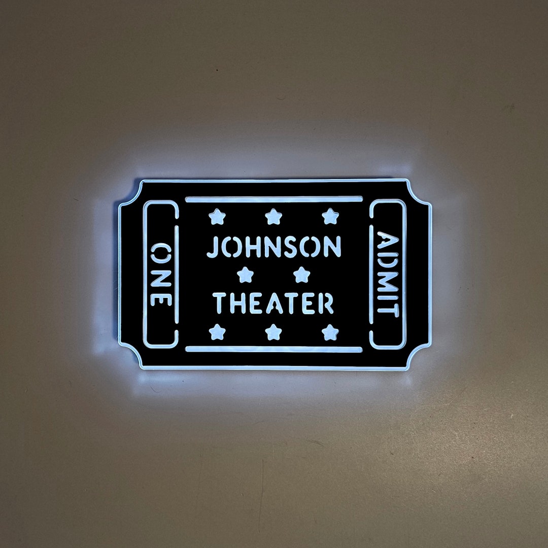 Personalized Movie Theater LED Sign: Edge Lit, Neon-like Light Art - Etsy