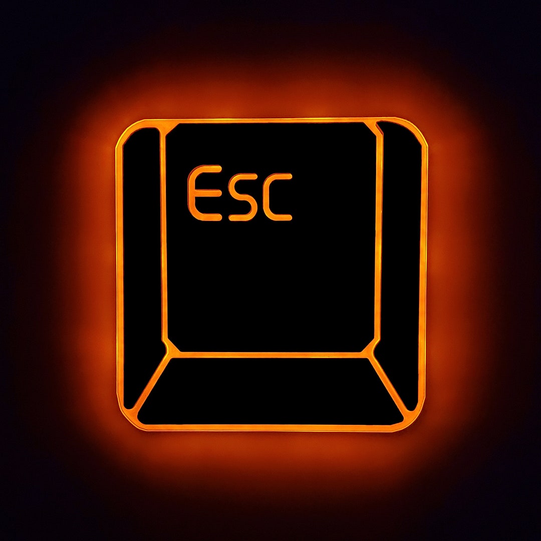 Escape Key Sign, Neon Like, ESC Key Light Art, Wall Decor, Keyboard ...