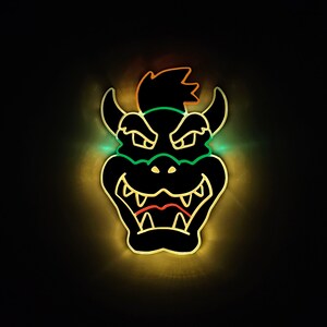 Mario Bowser Face Light Sign , Neon Like , Game Artwork, Super Mario ...