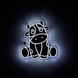 Cute Cow Light Sign, Cow Neon Like, Cow Night Light, Edge Lit LED, Cow ...