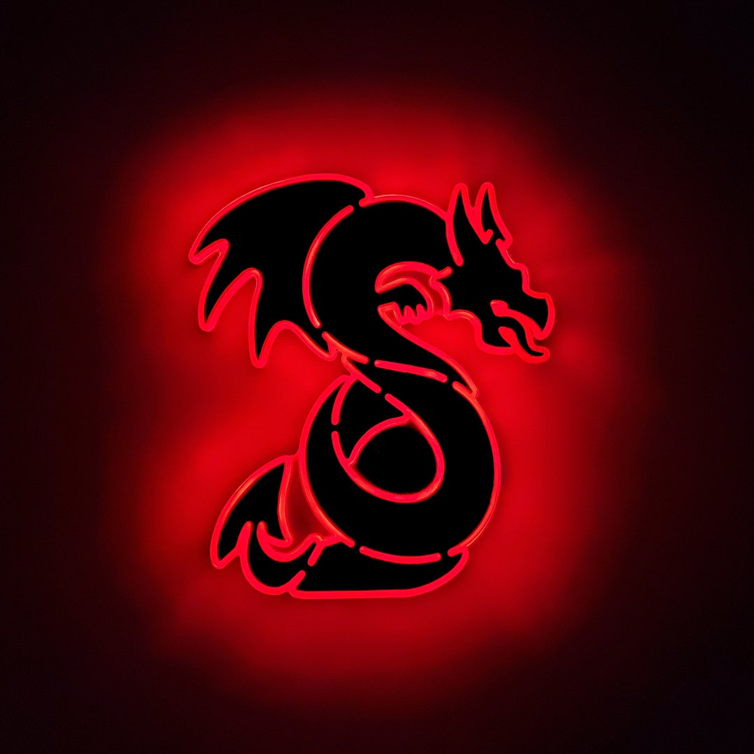 Winged Dragon Edge Lit LED Sign , Neon Like , Winged Dragon Light Sign ...