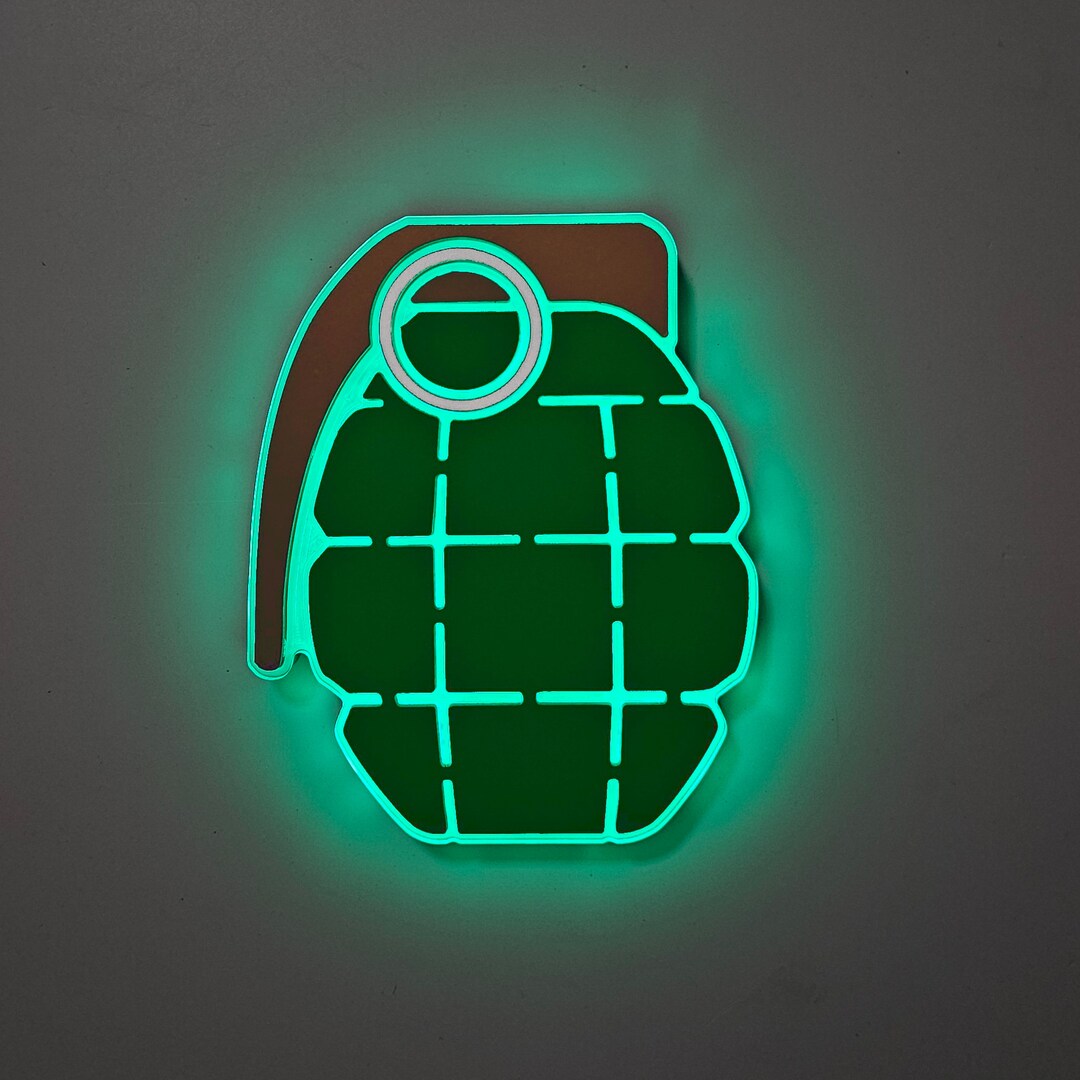 Grenade Light Sign , Neon Like , Grenade Lamp, Grenade Wall Decor ...