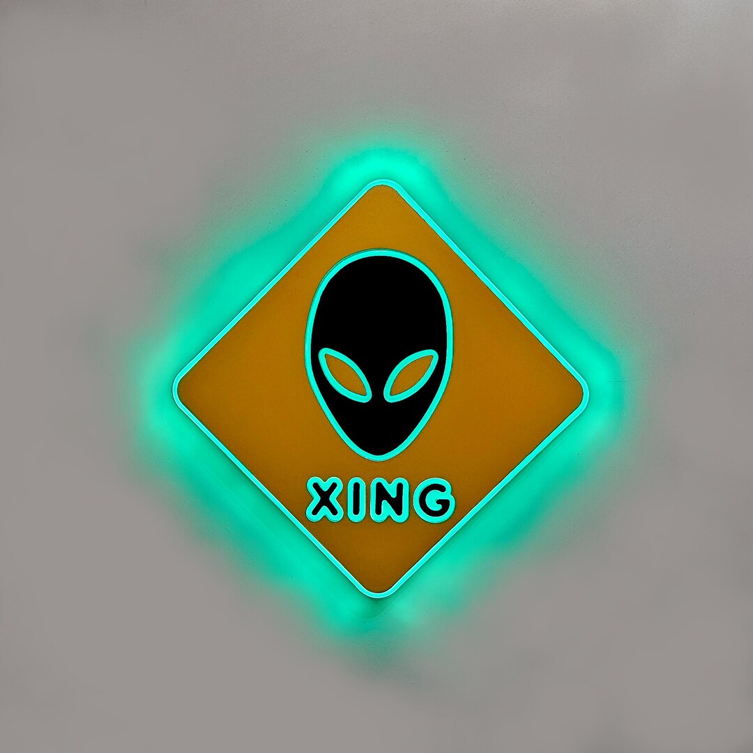 Alien X-ing Light Sign, Alien Neon Like, Alien Night Light, Edge Lit ...