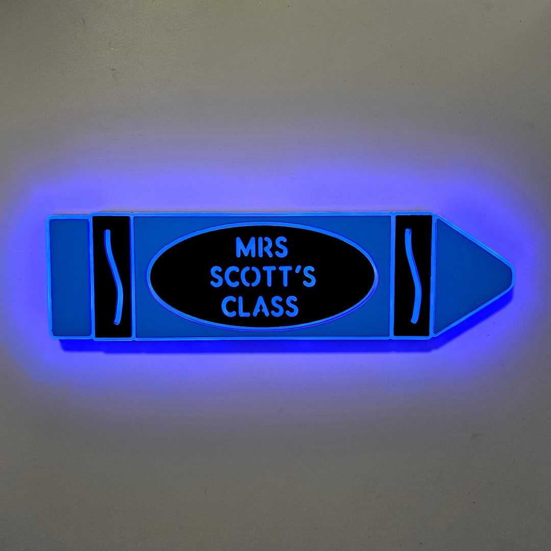 Crayon LED Teacher Sign: Edge Lit Desk Decor - Etsy