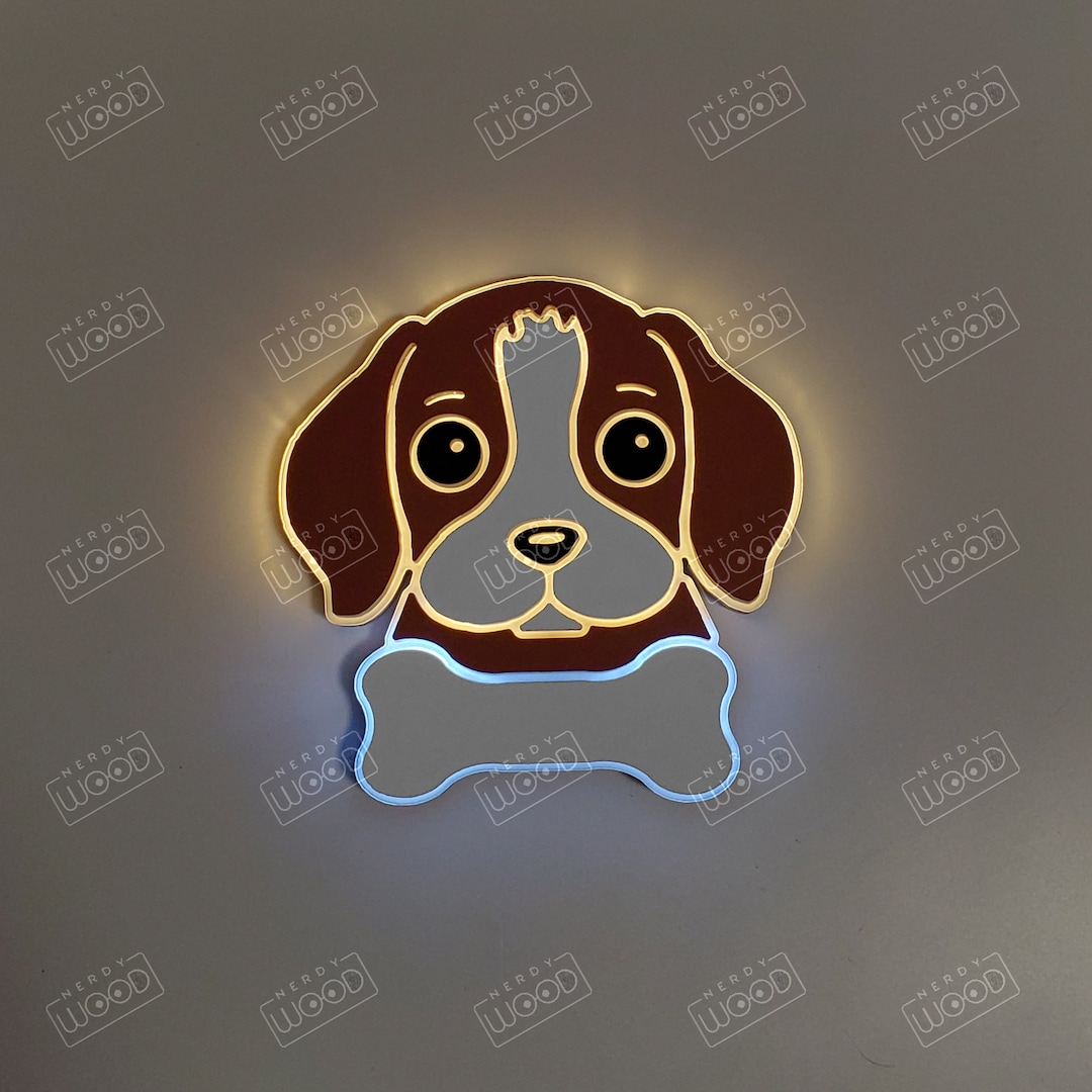 Beagle Light up Wall Sign , Neon Like, Beagle Night Light, Edge Lit LED ...