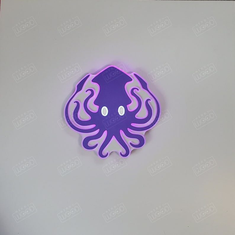 Squid Art Sign Neon Like Squid Night Light Edge Lit LED - Etsy