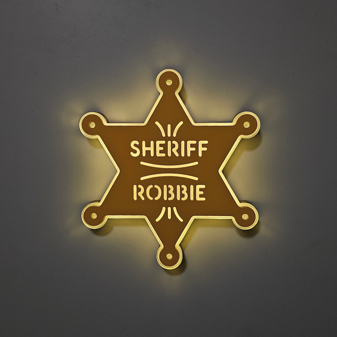 Sheriff Sign, Personalized, Neon Like, Light Art, Wall Decor, Sheriff ...