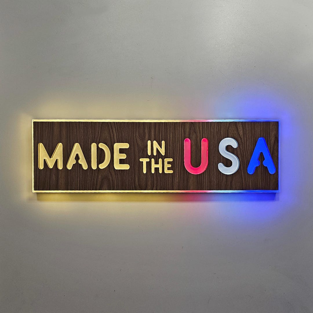 Made in the USA Wall Sign, Neon Like, Usa Night Light, Edge Lit LED ...
