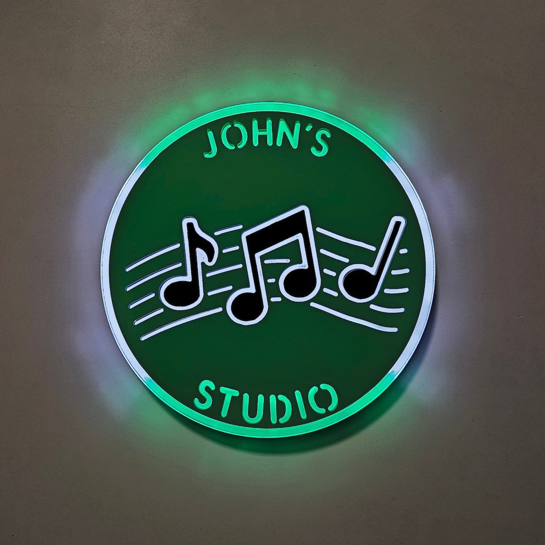 Music Room Personalized Edge Lit LED Sign, Neon Like, LED, Light-up ...