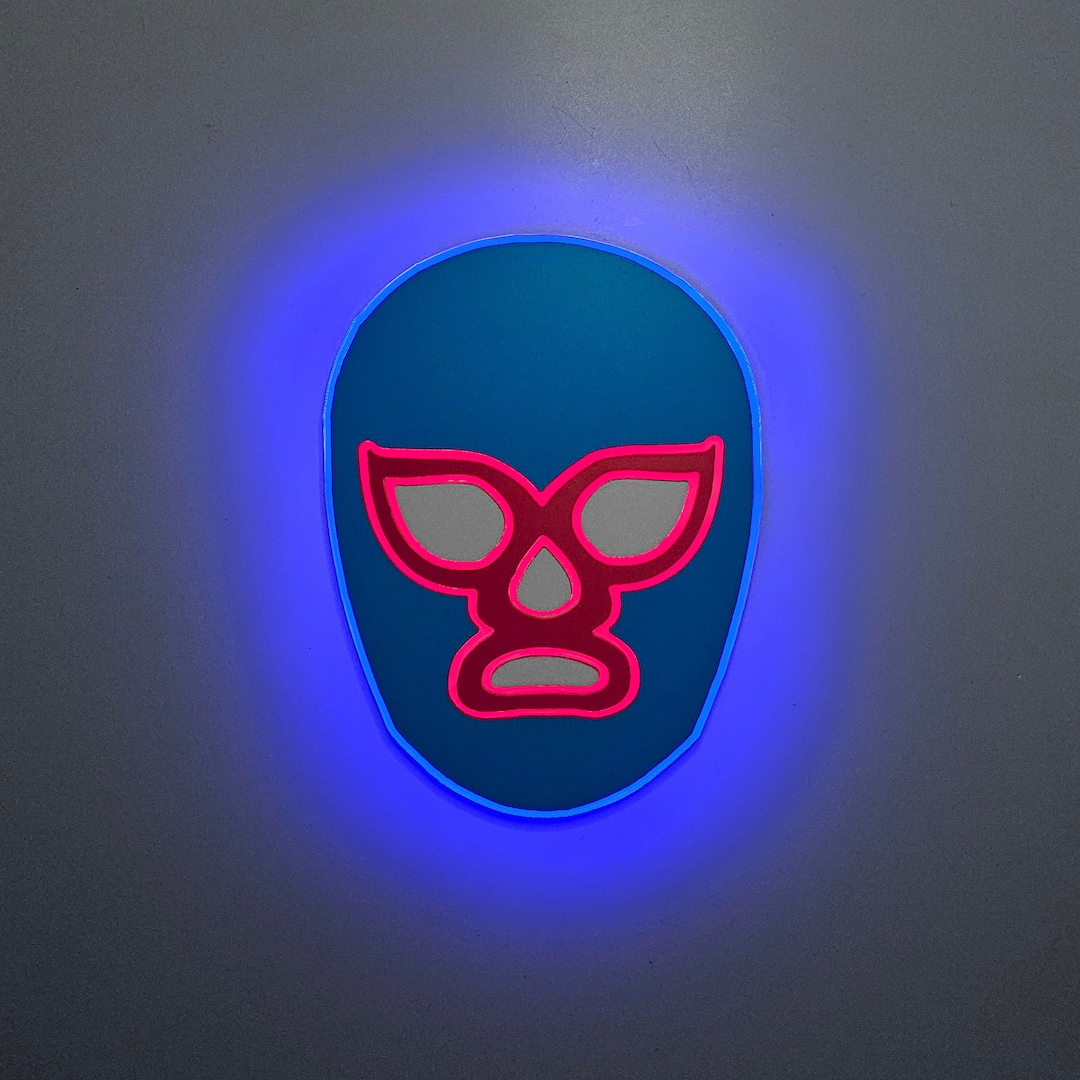 Luchador Mask Sign, Neon Like, Luchador Night Light, Edge Lit LED ...