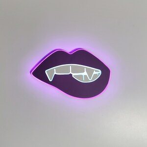 Vampire Biting Lip Sign, Neon Like, Light Wall Decor, Lip Night Light ...