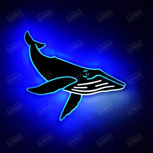 Whale Light up Sign , Neon Like , LED , Whale Decor, Night Light ...