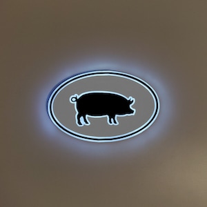 Pig Silhouette Sign, Neon Like, Pig Night Light, Edge Lit LED, Pig ...
