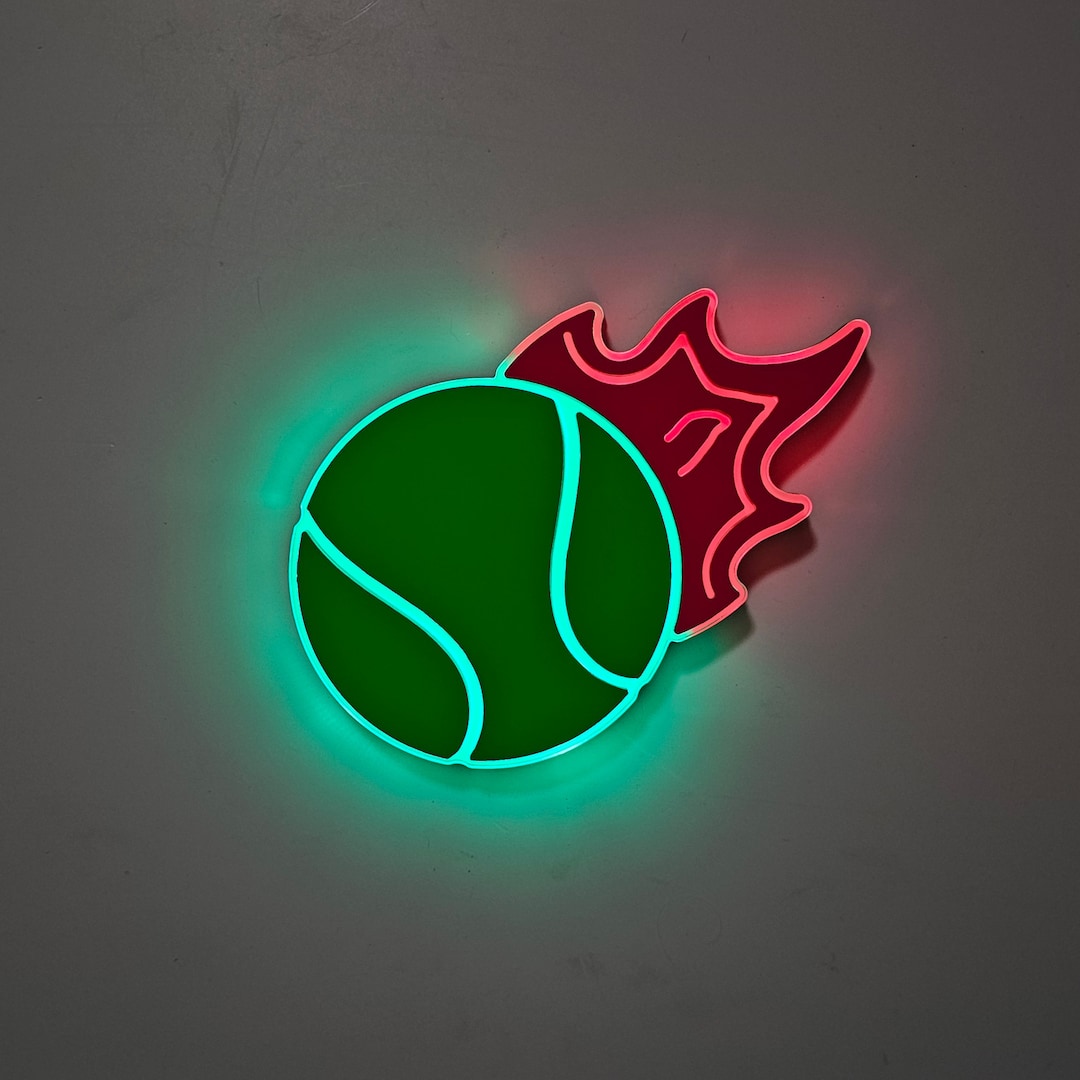 Flaming Tennis Ball Light Sign, Neon Like, Tennis Ball Lamp, Tennis ...