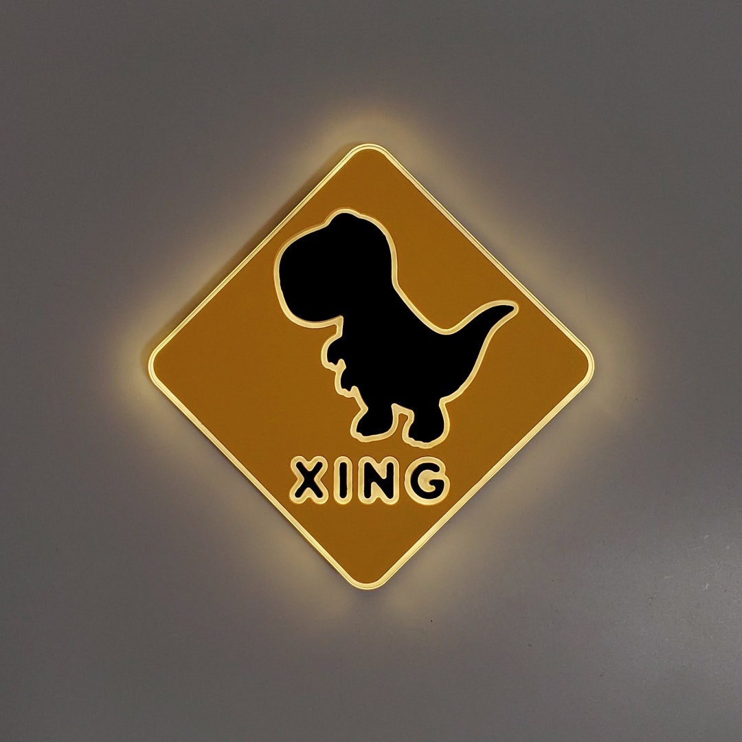 Dinosaur X-ing Light Sign, Dinosaur Neon Like, Dinosaur Night Light ...
