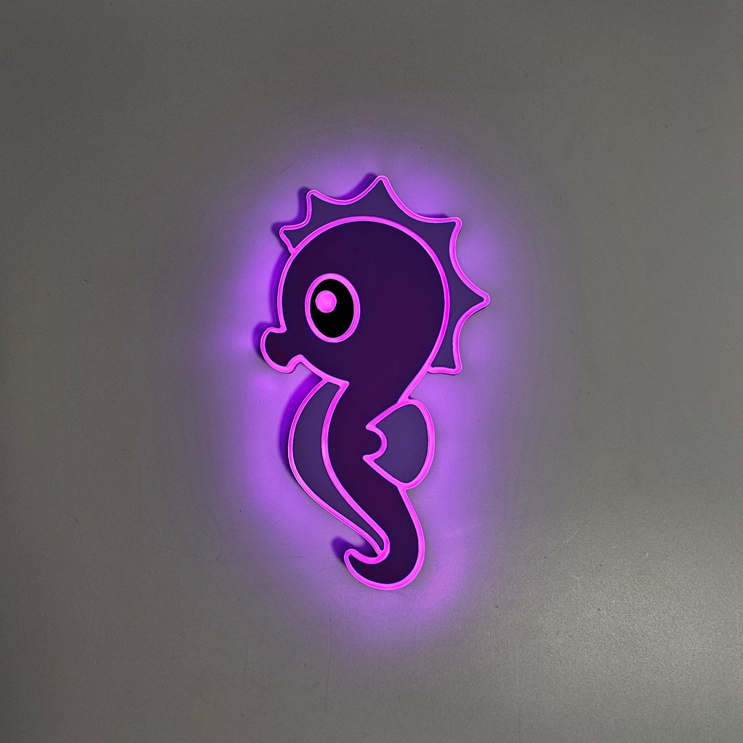 Seahorse Art Sign, Neon Like, Seahorse Night Light, Edge Lit LED ...