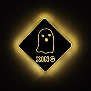 Halloween Ghost Xing Sign , Neon Like, Ghost Night Light, Edge Lit LED ...