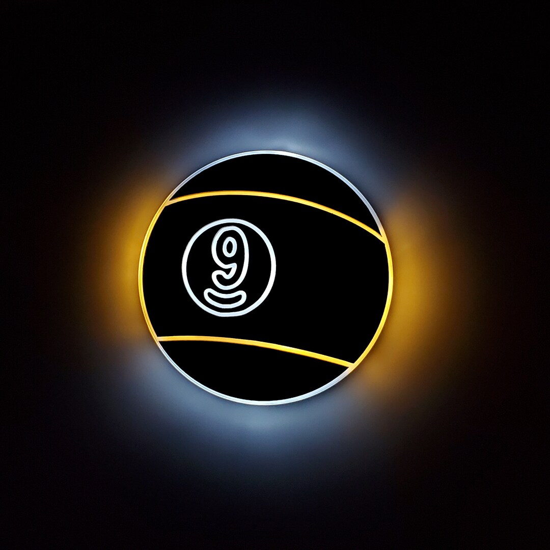 9 Ball LED Sign: Edge Lit Pool Hall Decor - Etsy