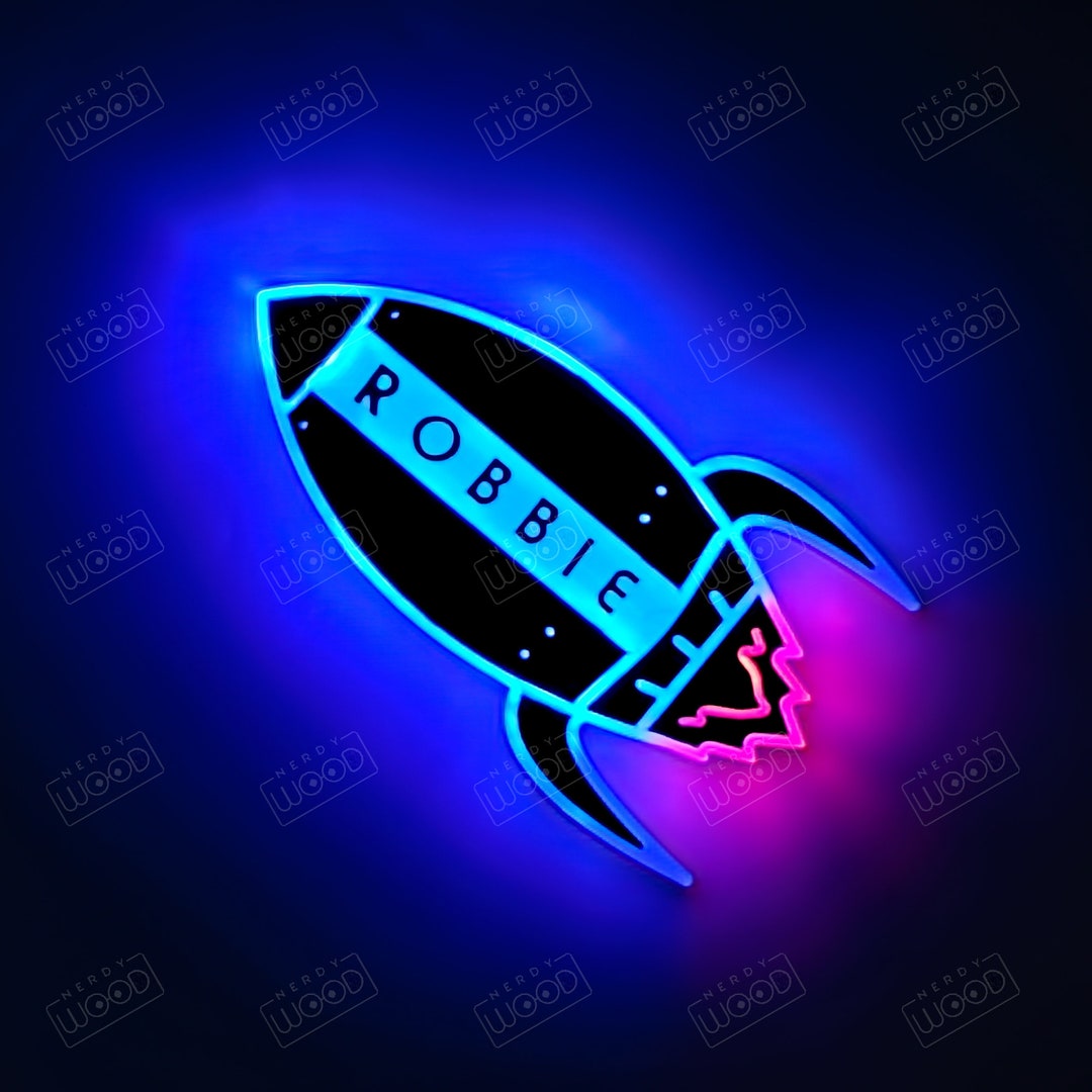 Rocket Name Sign Personalized Edge Lit LED, Neon Like , LED , Light-up ...