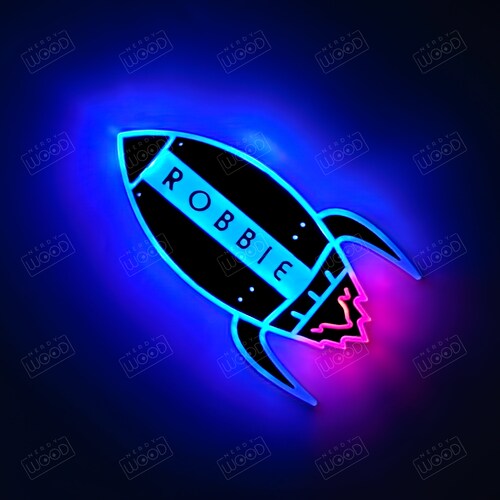 Rocket Ship Sign Neon Like LED Wall Decor Night Light - Etsy