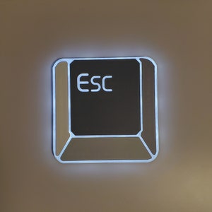 Escape Key Sign, Neon Like, ESC Key Light Art, Wall Decor, Keyboard ...