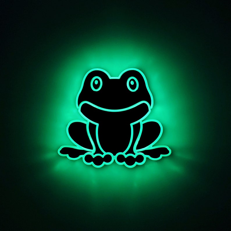 Cute Frog Light Sign, Frog Neon Like, Frog Night Light, Edge Lit LED ...