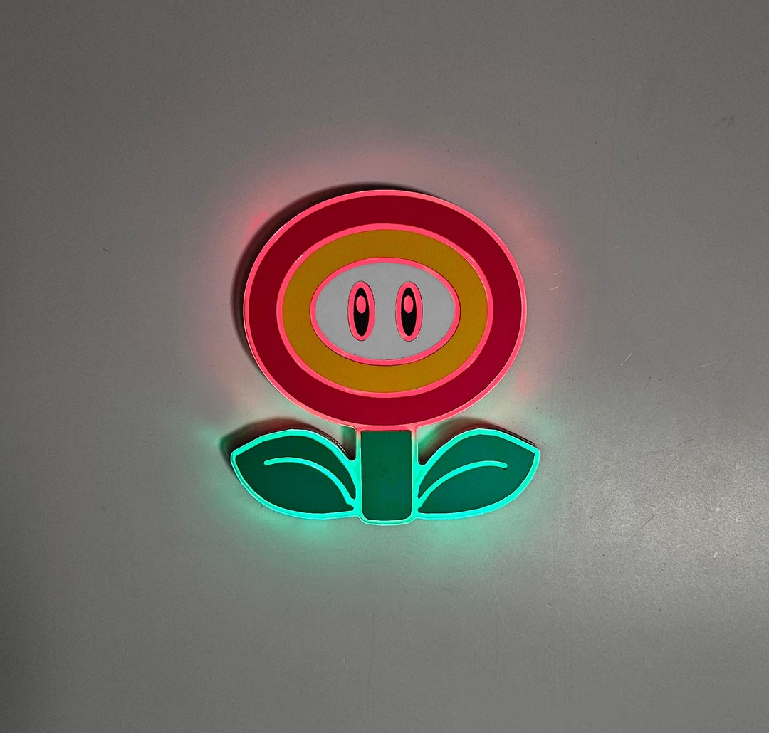 Fire Flower Sign, Neon Like, Super Mario Sign, Mario Light, Wall Decor ...