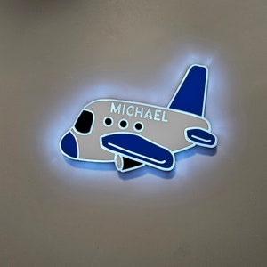 Airplane Light up Wall Sign, Neon Like, Airplane Night Light, Edge Lit ...