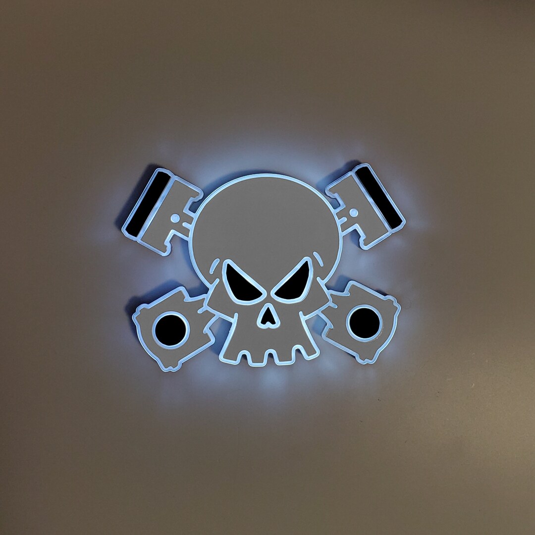 Skull and Pistons Sign, Neon Like, Skull and Pistons Light, Piston ...