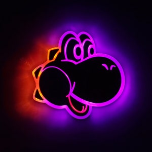 Yoshi Sign , Neon Like , Yoshi Light Art , Wall Decor, Yoshi Colored ...
