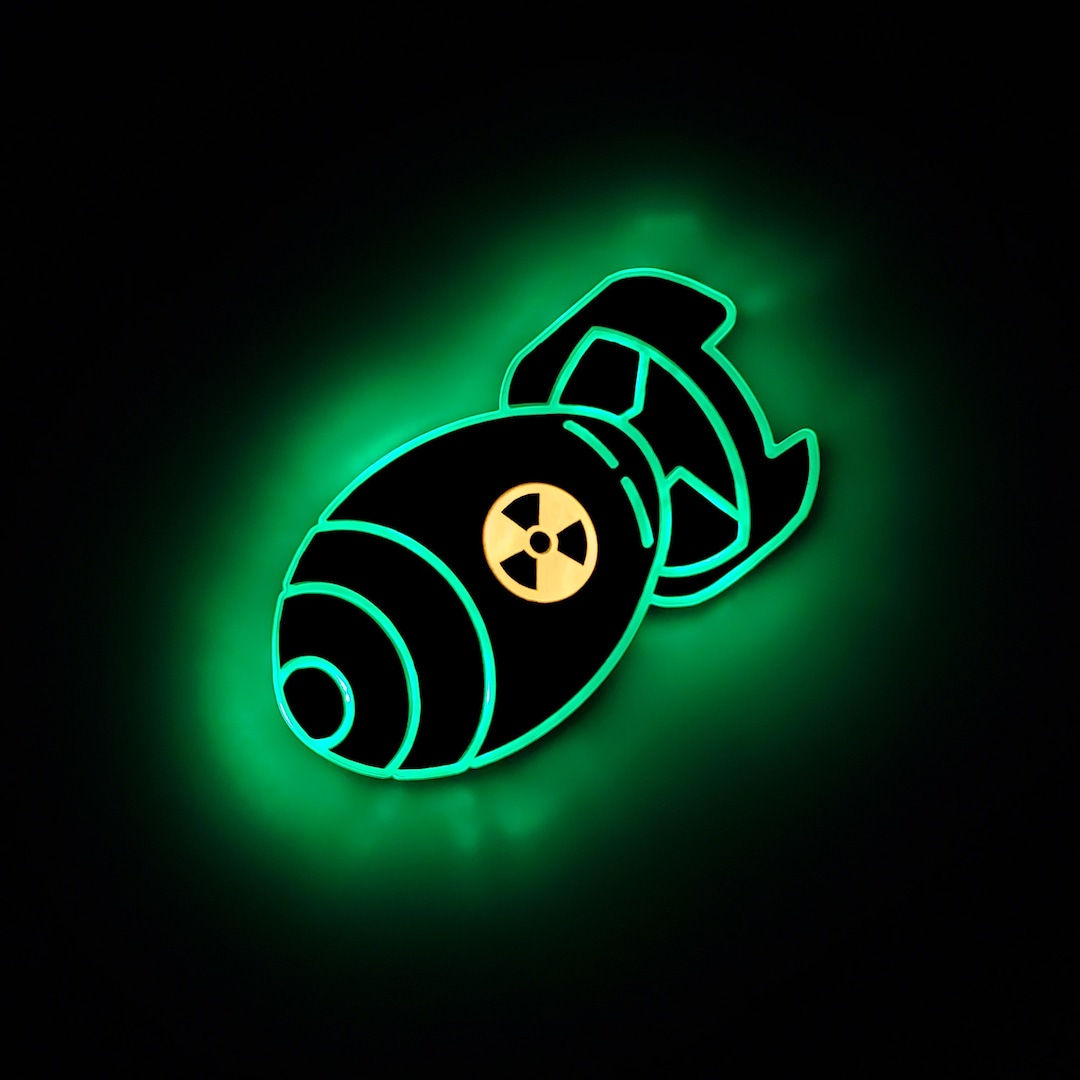 Nuclear Bomb Edge Lit LED Sign , Neon Like , Arcade Light Sign, Nuke ...