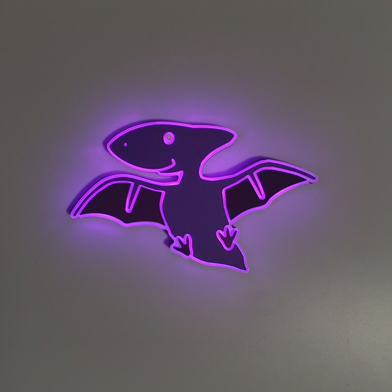 Pterodactyl LED Sign: Edge Lit Dinosaur Night Light - Etsy