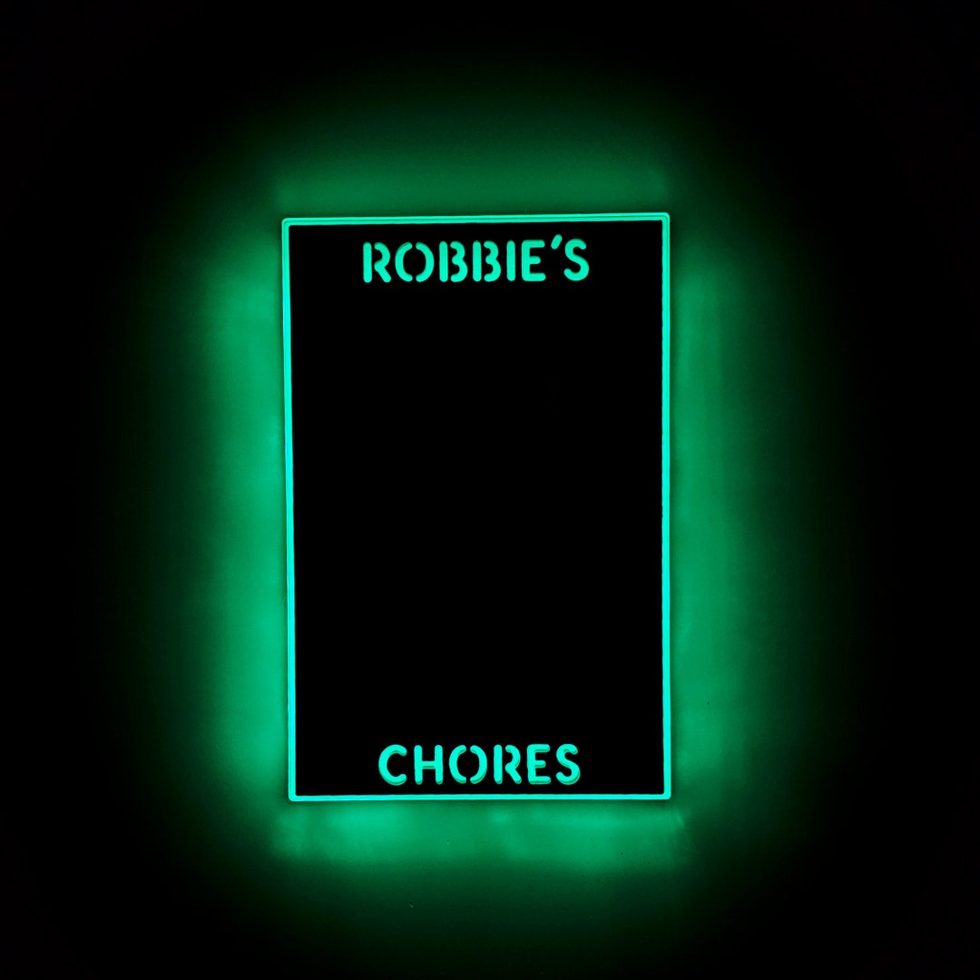 Chalkboard Chores Sign, Personalized, Neon Like, Light Art, Wall Decor ...