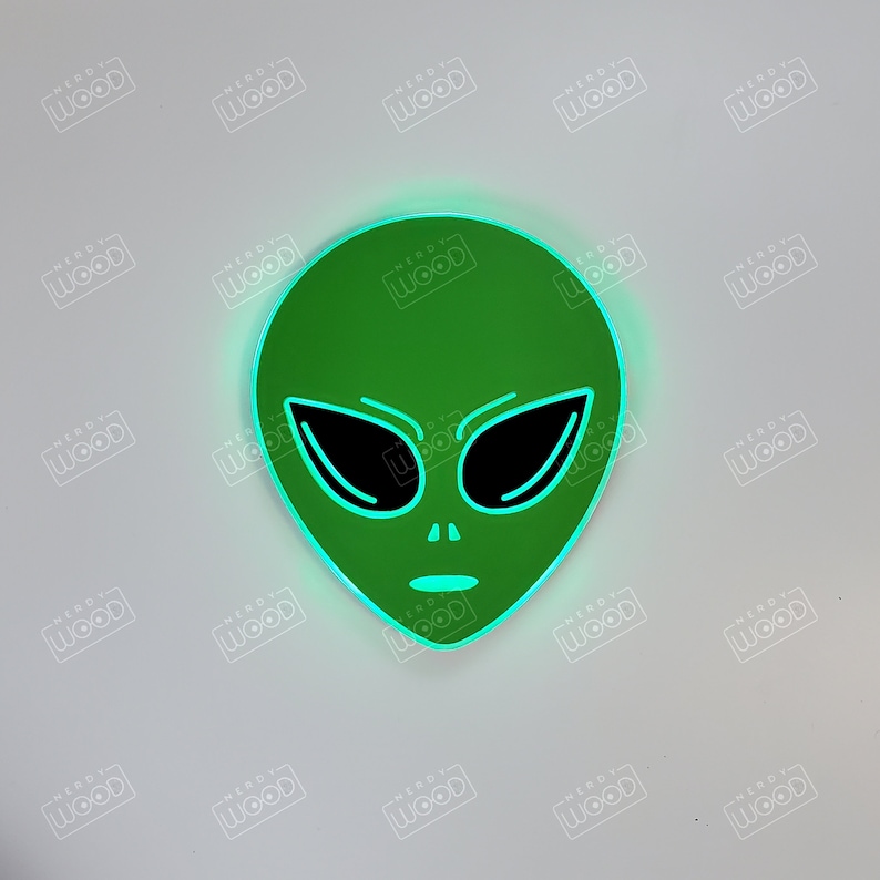 Alien Face Sign Neon Like Alien Night Light Edge Lit LED - Etsy