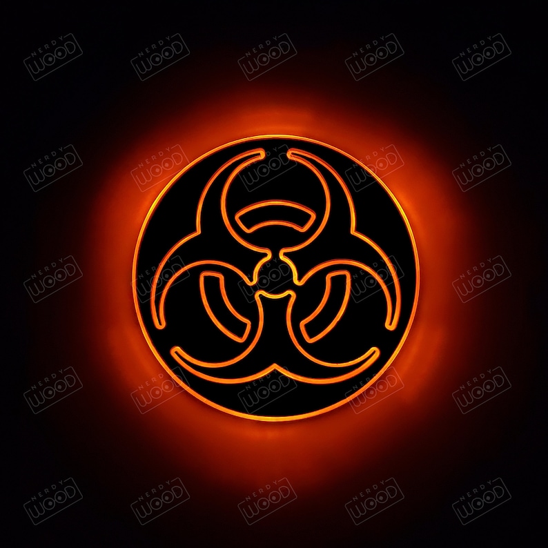 Bio Hazard Symbol Warning Edge Lit LED Sign Neon Like - Etsy