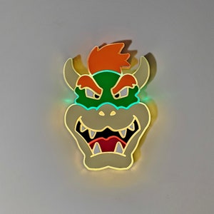 Mario Bowser Face Light Sign , Neon Like , Game Artwork, Super Mario ...