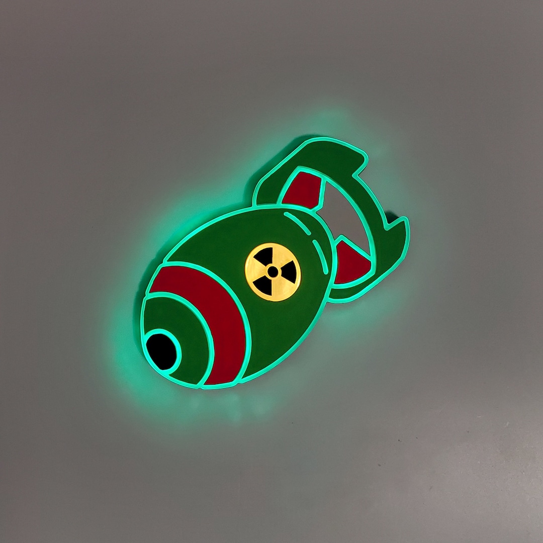 Nuclear Bomb Edge Lit LED Sign , Neon Like , Arcade Light Sign, Nuke ...