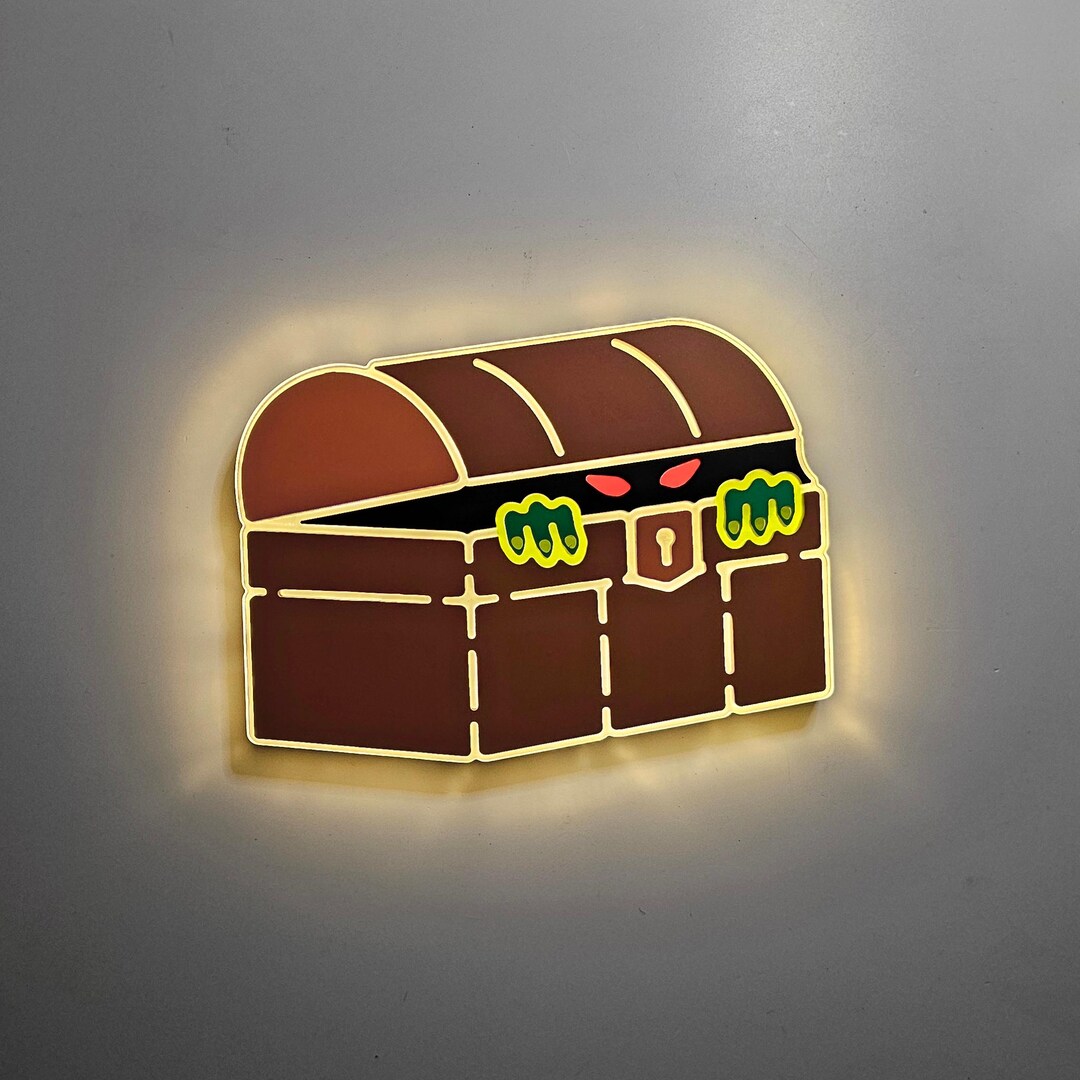 Monster Chest Art Sign, Neon Like, Monster Night Light, Edge Lit LED ...