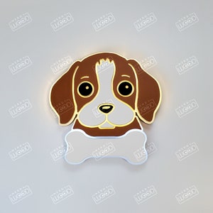 Beagle Light up Wall Sign , Neon Like, Beagle Night Light, Edge Lit LED ...
