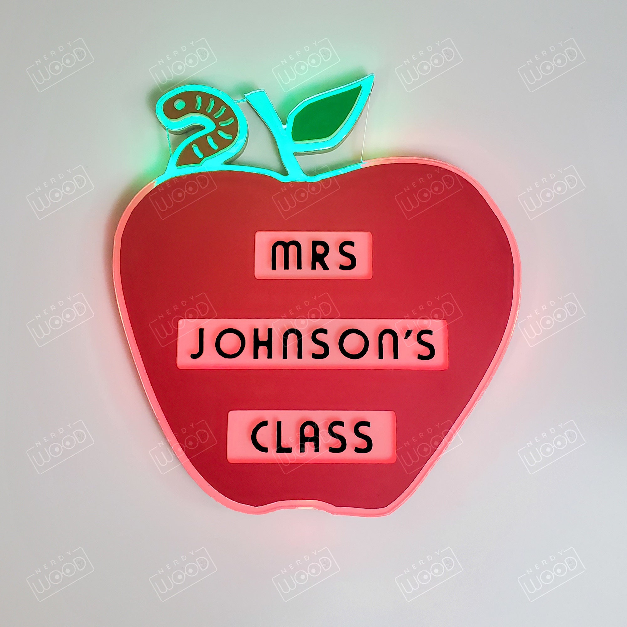 Teacher's Apple Sign Personalized Edge Lit LED Neon Like - Etsy