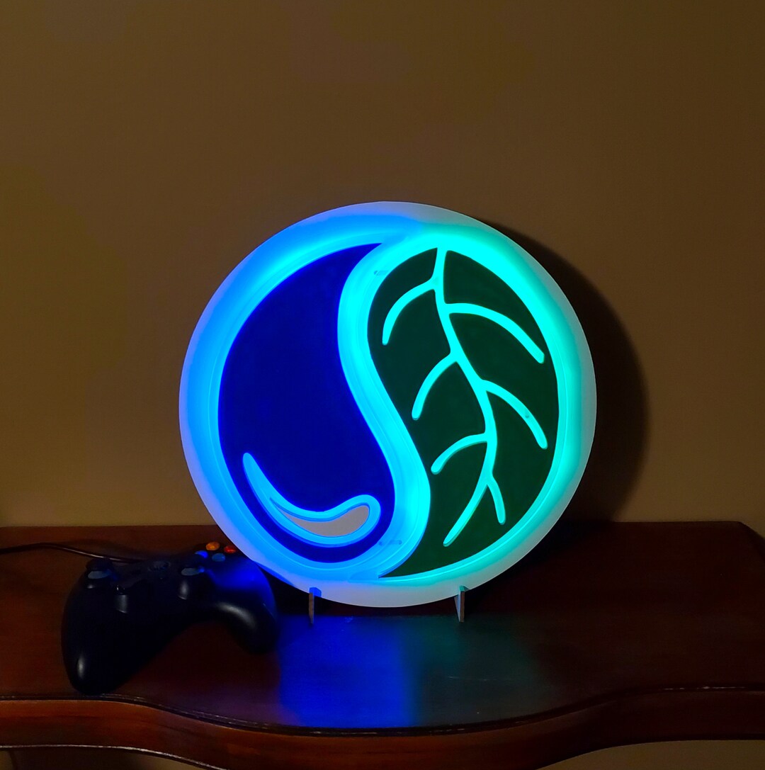 Yin Yang LED Sign: Earth & Water Edge Lit Zen Decor - Etsy