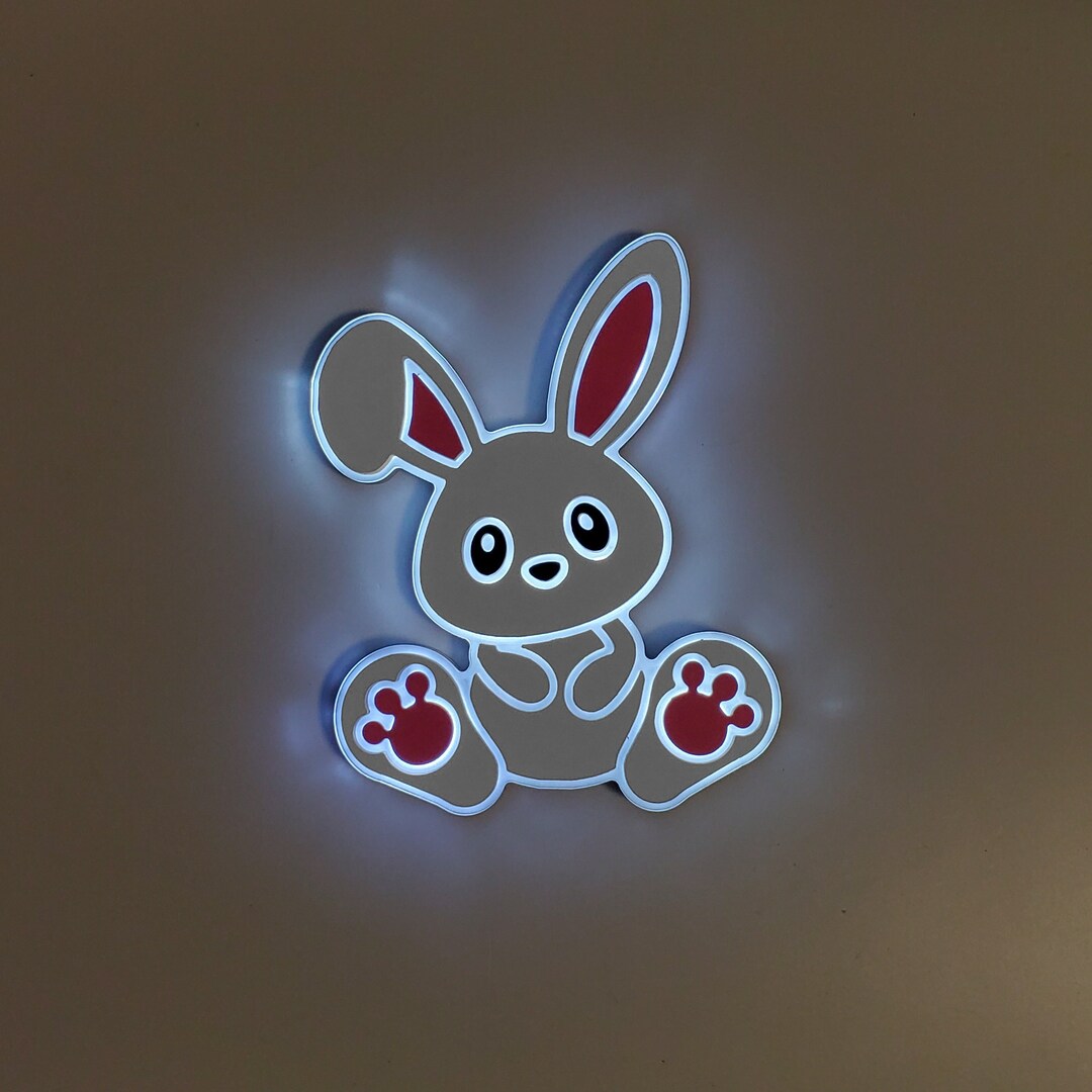 Cute Bunny Light Sign, Bunny Neon Like, Bunny Night Light, Edge Lit LED ...