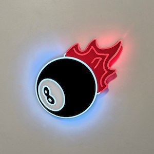 Flaming Eight Ball Light Sign , Neon Like , 8 Ball Lamp, Eight Ball ...
