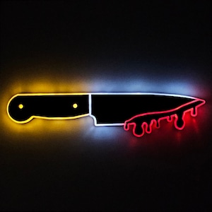 Bloody Knife Halloween Sign: Edge Lit LED Neon-like Art - Etsy