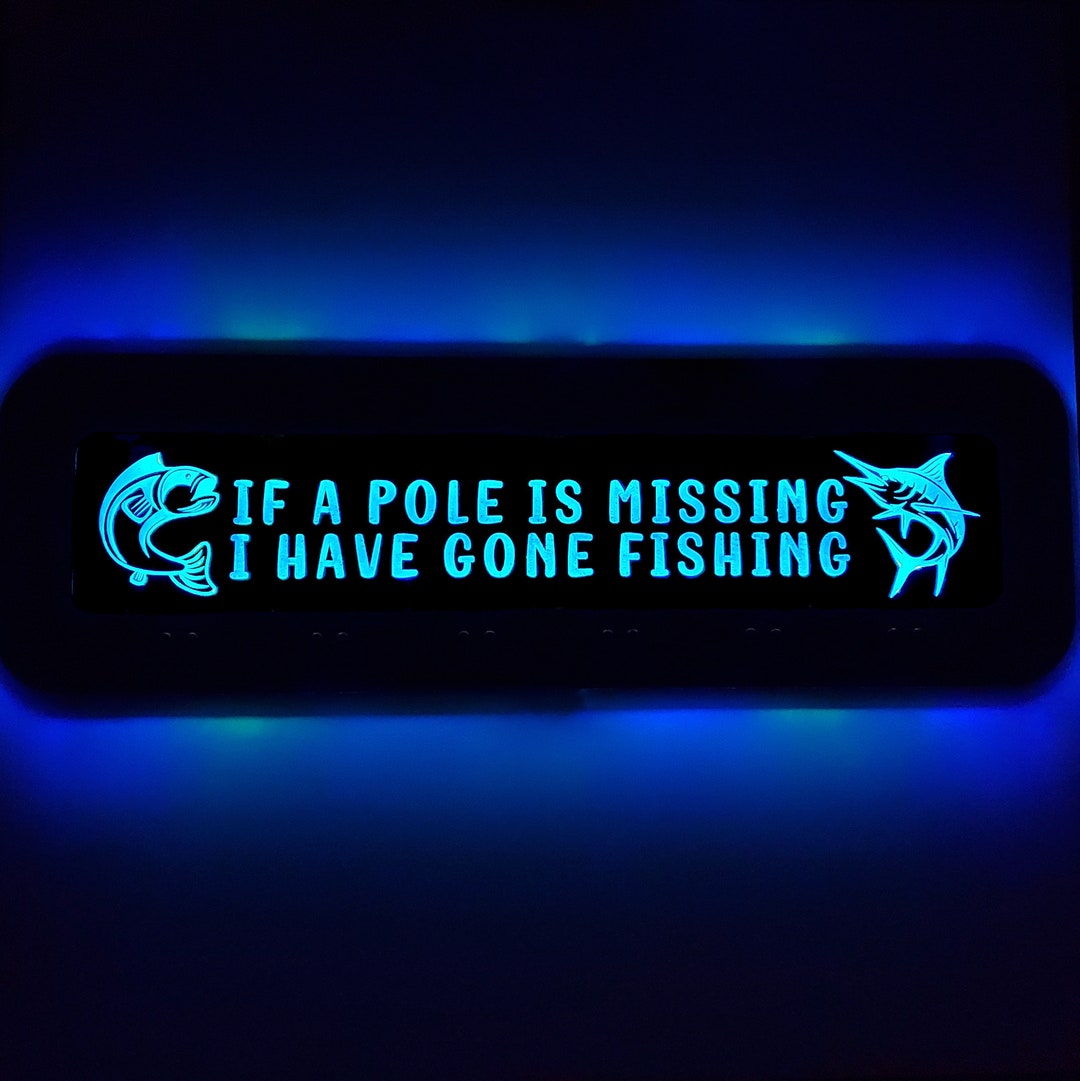 Fishing Pole Holder Sign , Neon Like, Light-up Rod Holder, Fishing Wall ...