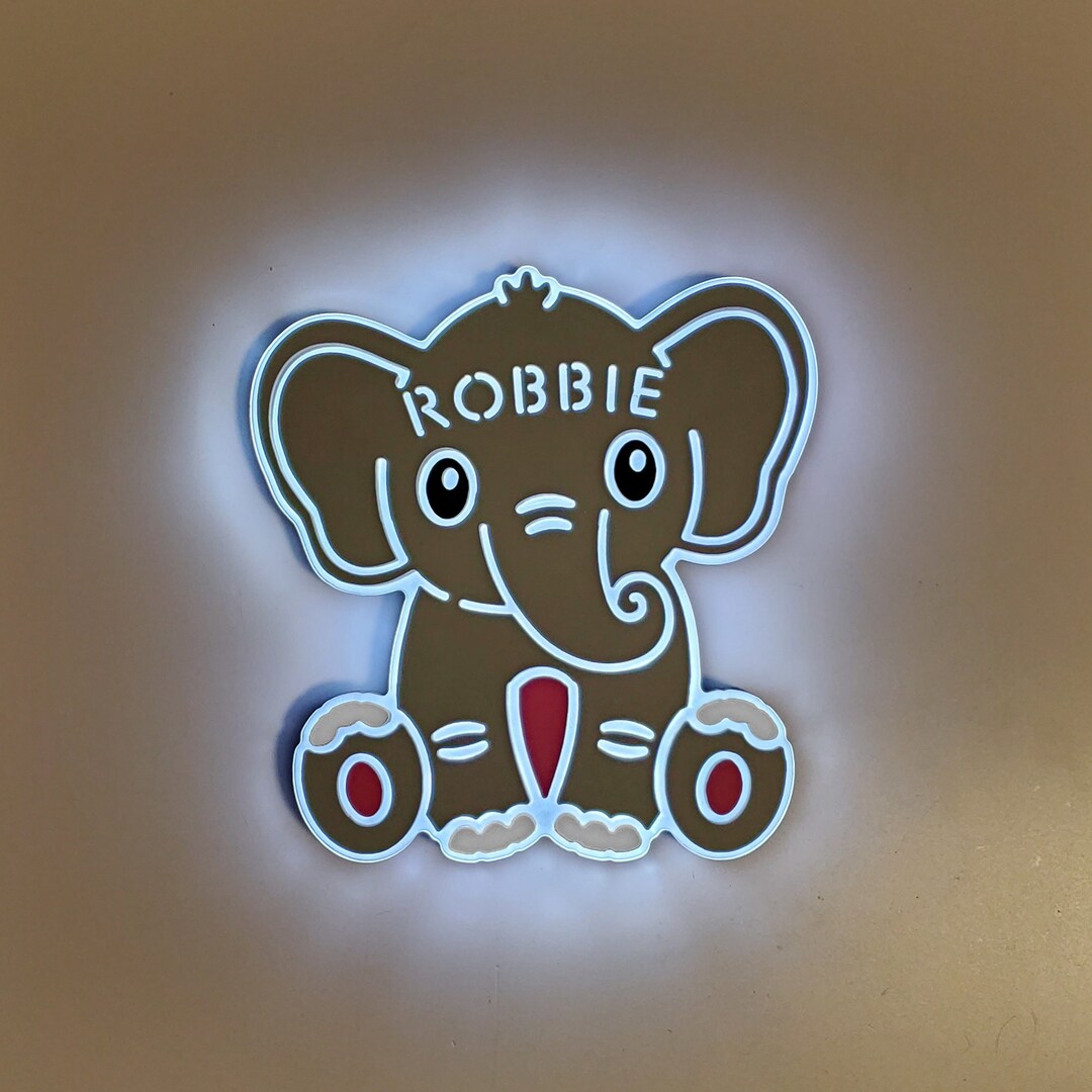 Elephant Light up Wall Sign, Neon Like, Elephant Night Light, Edge Lit ...