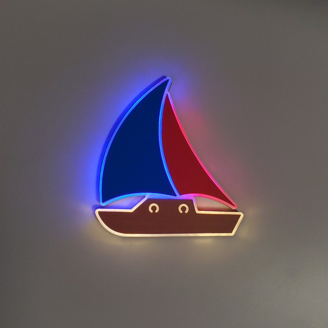 Sailboat Light Sign, Sailboat Neon Like, Sailboat Night Light, Edge Lit ...